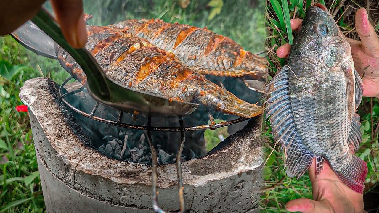 Catch Fish & BBQ in the Forest - Wild Style Fish Barbecue Grill - YouTube