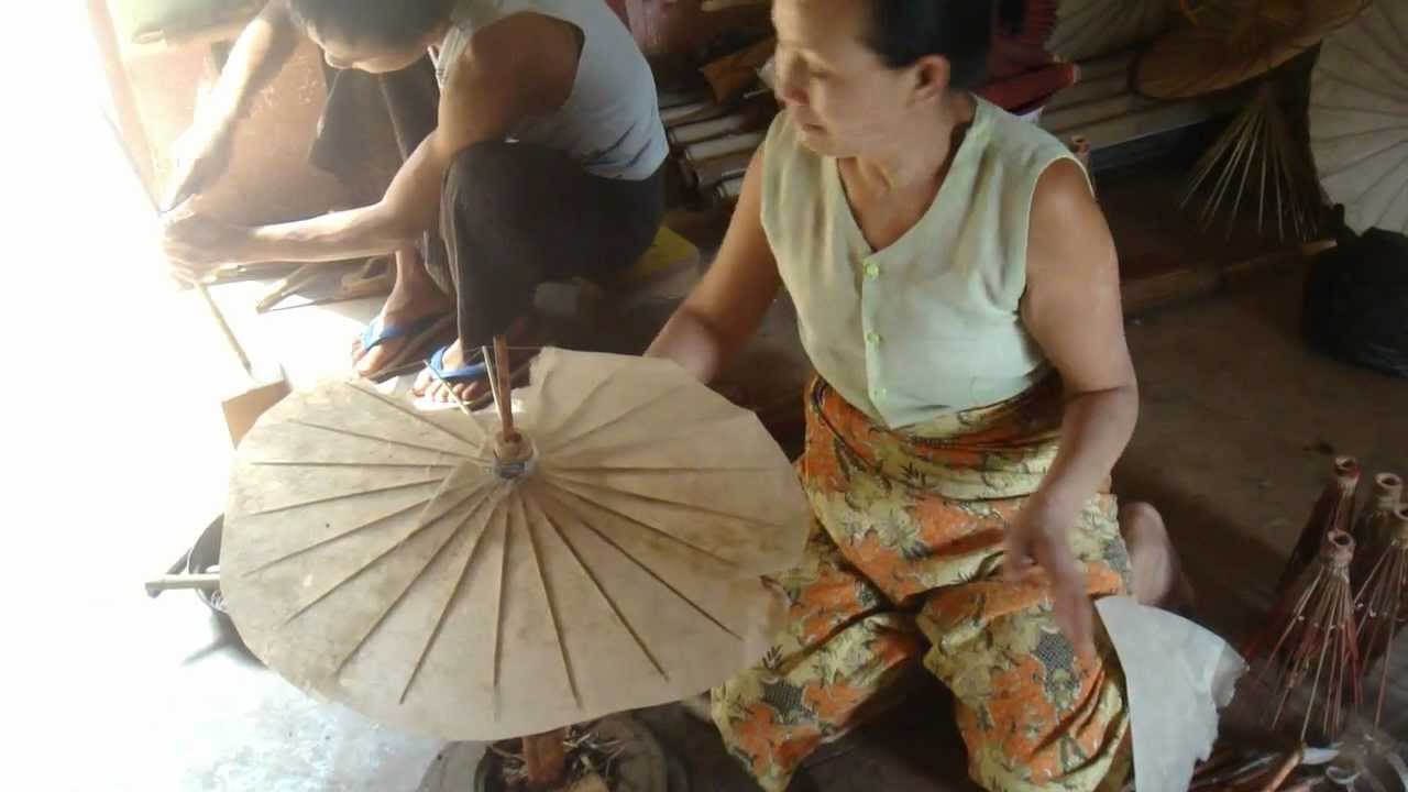 Parasol making in Myanmar - YouTube