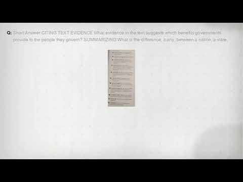 Short Answer CITING TEXT EVIDENCE What evidence in the text suggests ...