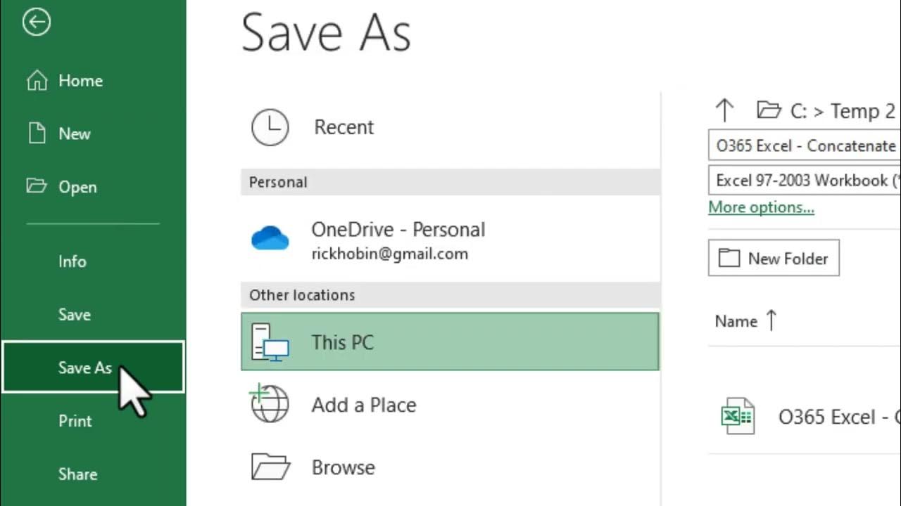O365 Excel - Tutorial 3 (File Formats) - YouTube