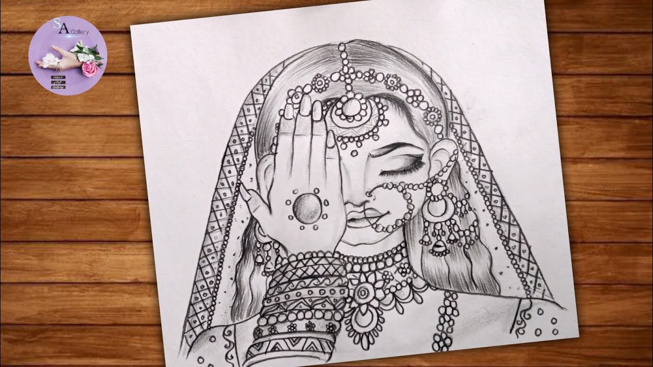 How To Draw A Beautiful Traditional Bride Step By Step || Girl Drawing ...