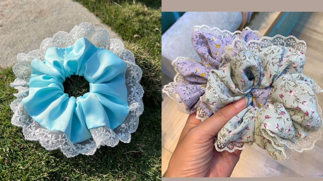 BEGINNER SEWING Scrunchie with Lace - DIY Lace Scrunchies ️How to Make Scrunchies Easy for ...