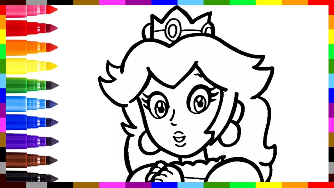 Dibuja y Colorea a la Princesa Peach de Mario Bros 👸🏼🍄 Dibujos Para ...