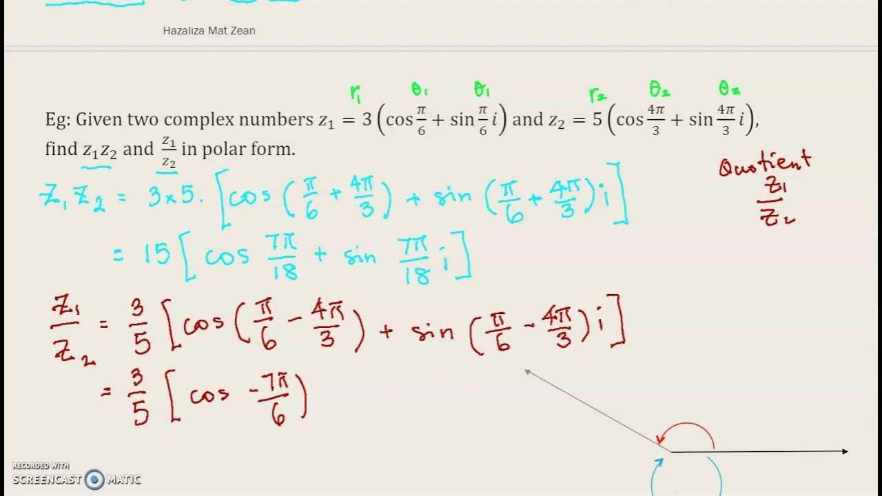 Multiplication and Division of Complex Numbers in Polar Form - YouTube
