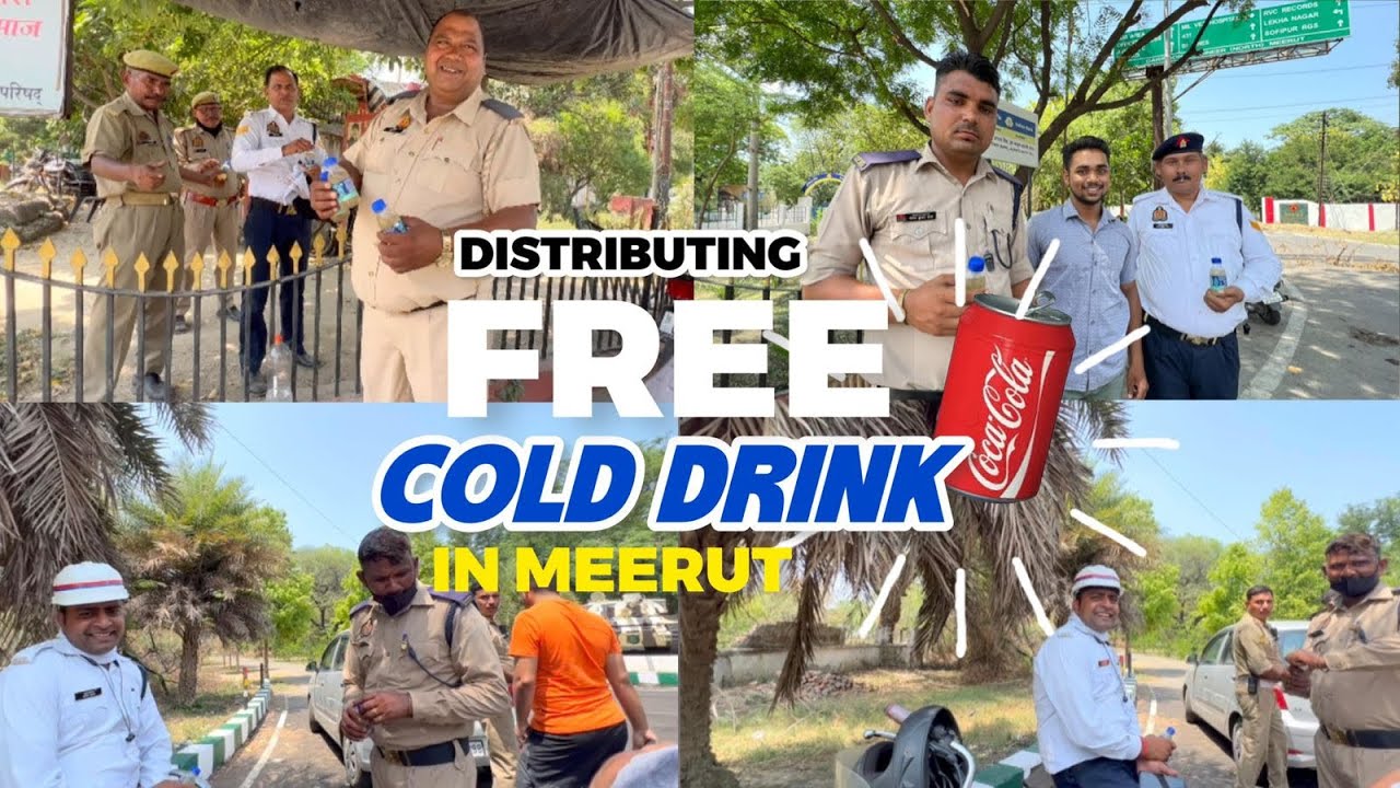 Distributing Free Cold Drinks To Police | Helping Police In Summer | UP ...