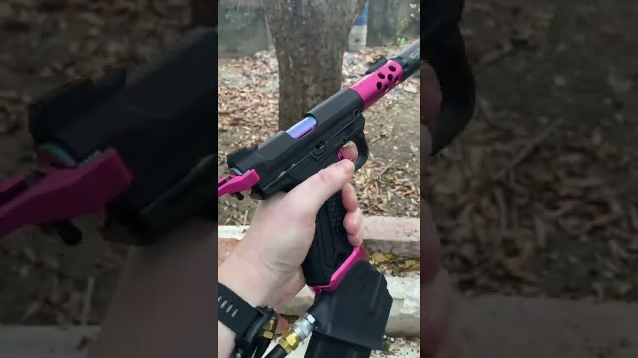 Custom PINK AAP01 airsoft pistol full-auto feeding test with Monk HPA ...