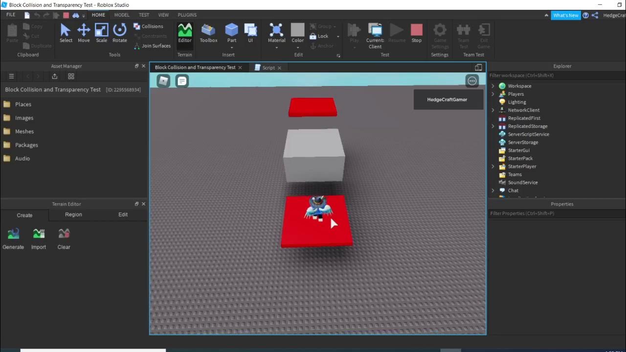 Part transparency and collision script test - YouTube