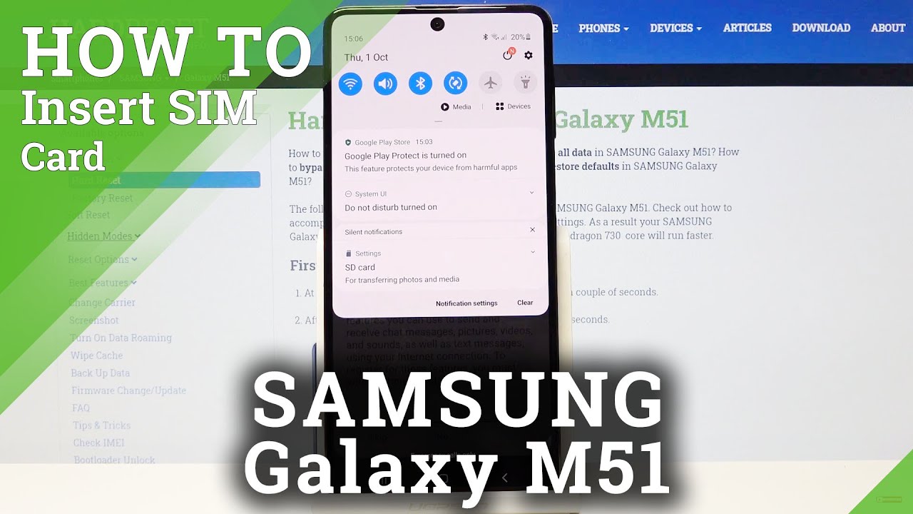 How to Insert Nano SIM in SAMSUNG Galaxy M51 - Input SIM & SD Card ...