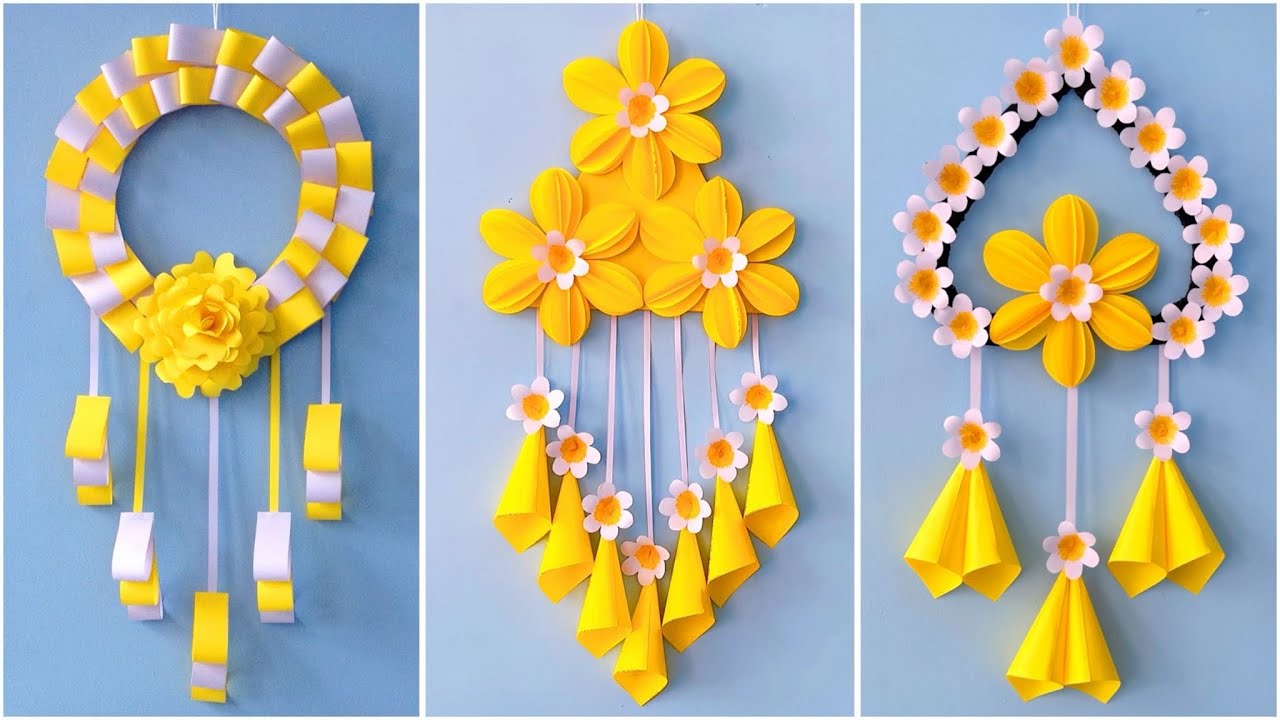 3 Easy and Quick Paper Wall Hanging Ideas / A4 sheet Wall decor ...