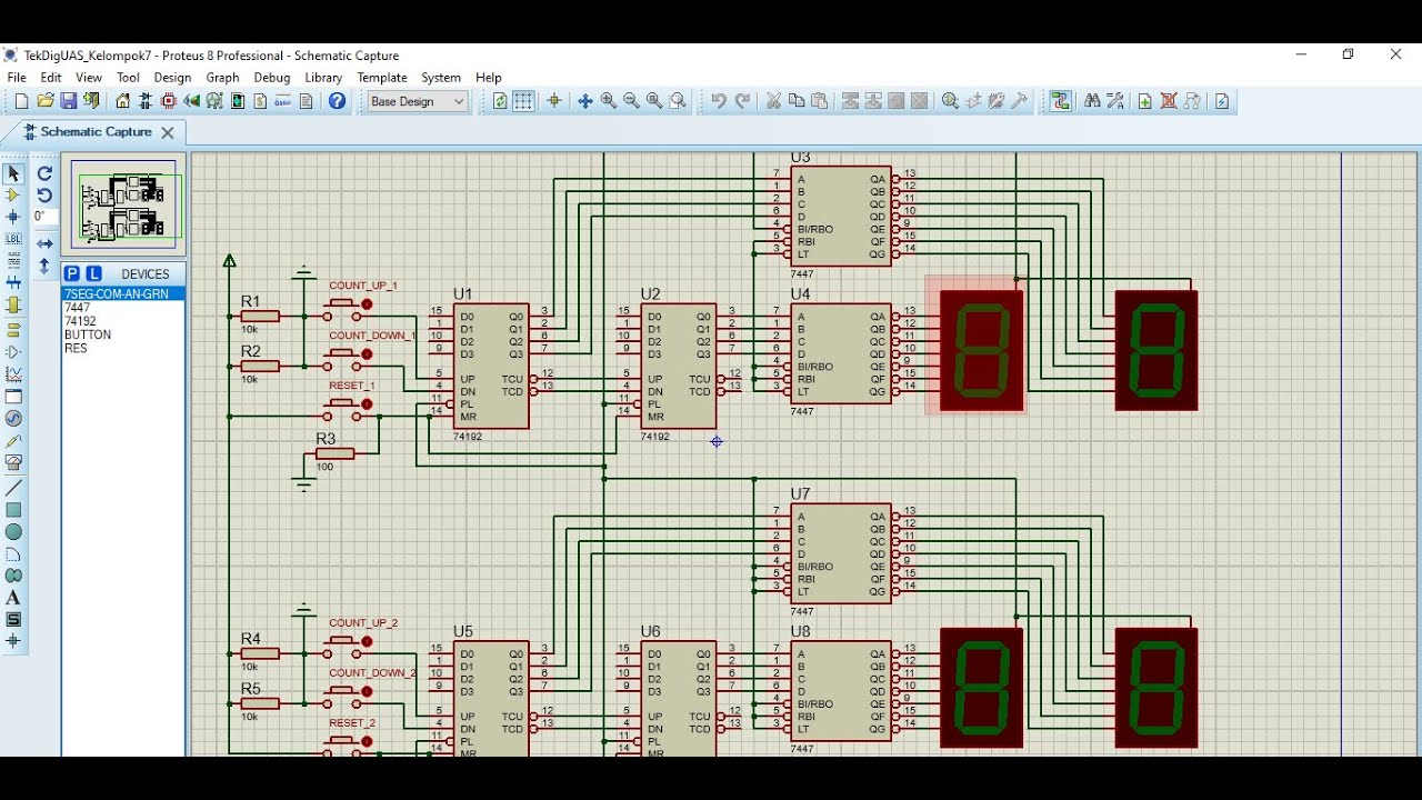 Rangkaian papan skor digital sederhana counter up-down - YouTube