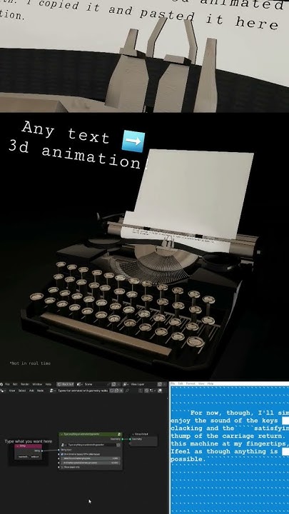 Typewriter animated with blender geo nodes. Link in pinned comment #3d #typewriter #animation # ...