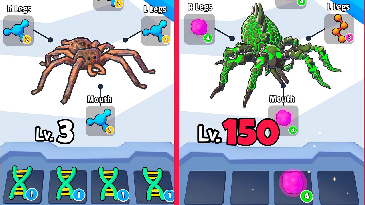 Spider Evolution 3D : Level Up Spider game in MAX LEVEL ⭐ Merge ...