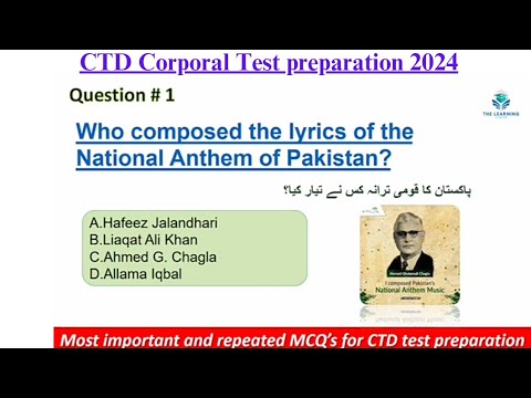 CTD Corporal Past Paper | CTD Test Preparation |Counter Terrorism ...