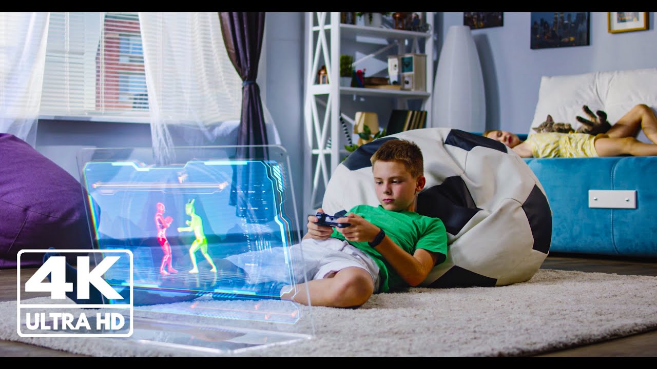 Boy playing Futuristic Video Game/Stock Video-Futuristic/4K - YouTube