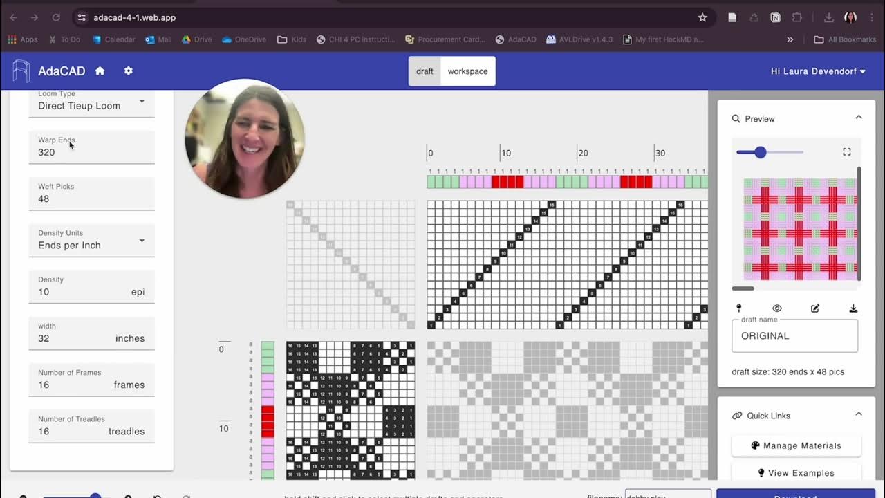 Introduction to AdaCAD 4: Weaving AdaCAD Drafts on an AVL Compudobby Loom - YouTube