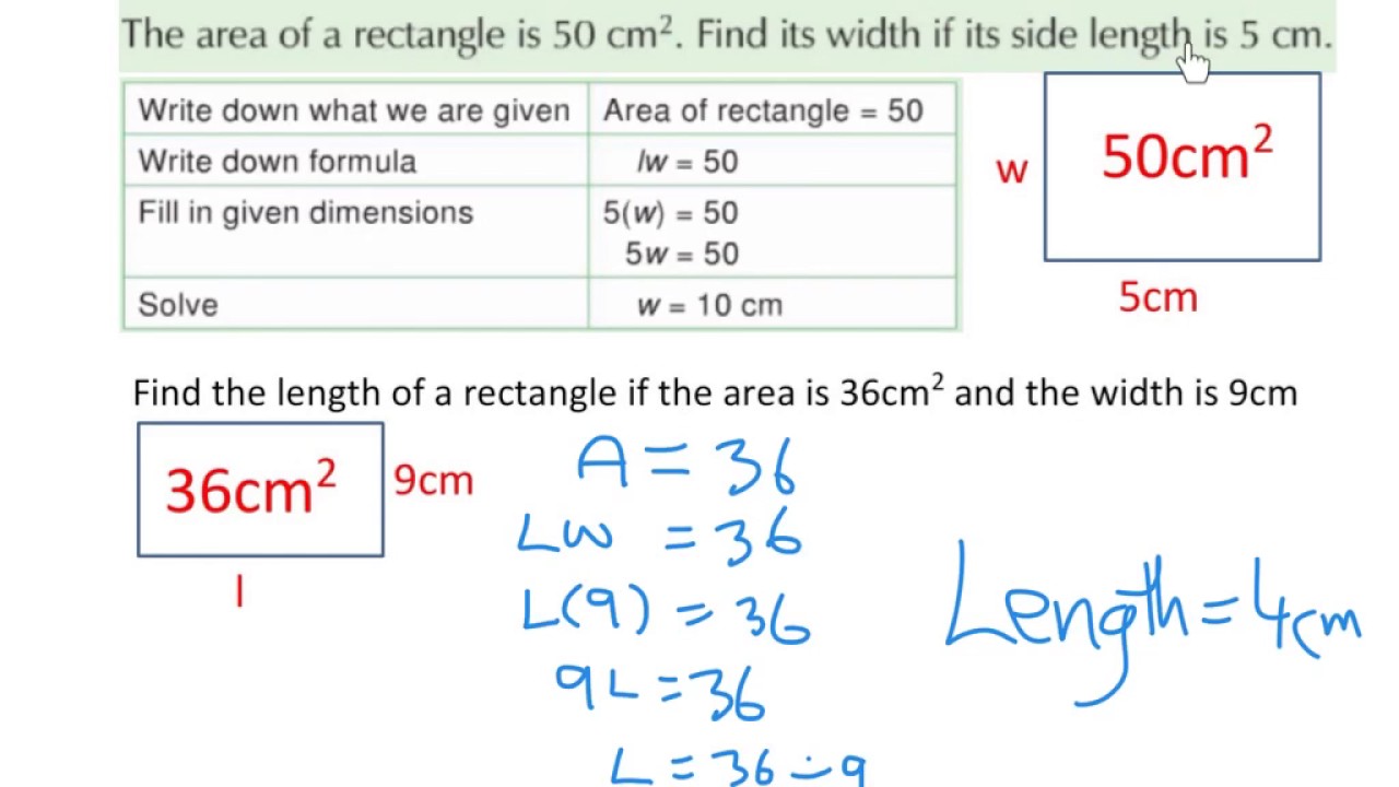 LC OL finding dimensions of rectangles , triangles when given area ...