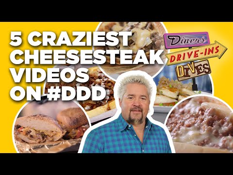 Top 5 Craziest #DDD Cheesesteak Videos of All Time | Diners, Drive-Ins, and Dives | Food Network