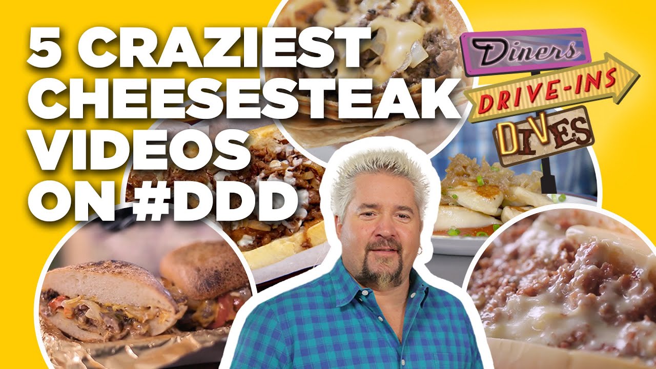 Top 5 Craziest #DDD Cheesesteak Videos of All Time | Diners, Drive-Ins ...