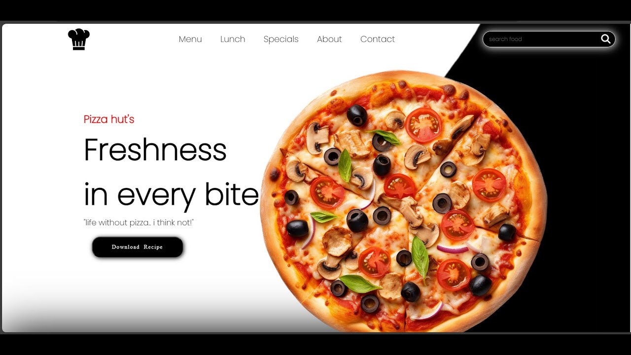Create A Food Website Design Html And Css Tutorial To Create A Pizza