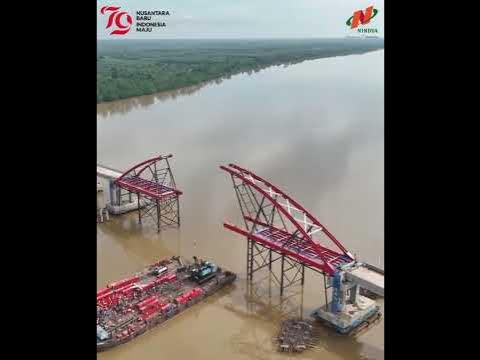 pembangunan jembatan sungai sambas besar - YouTube