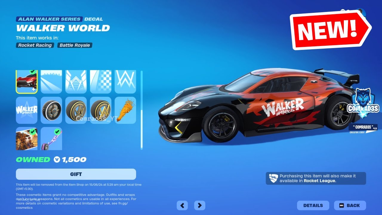 NEW Fortnite X The Alan Walker X Rocket Racing Cosmetics Showcase - YouTube