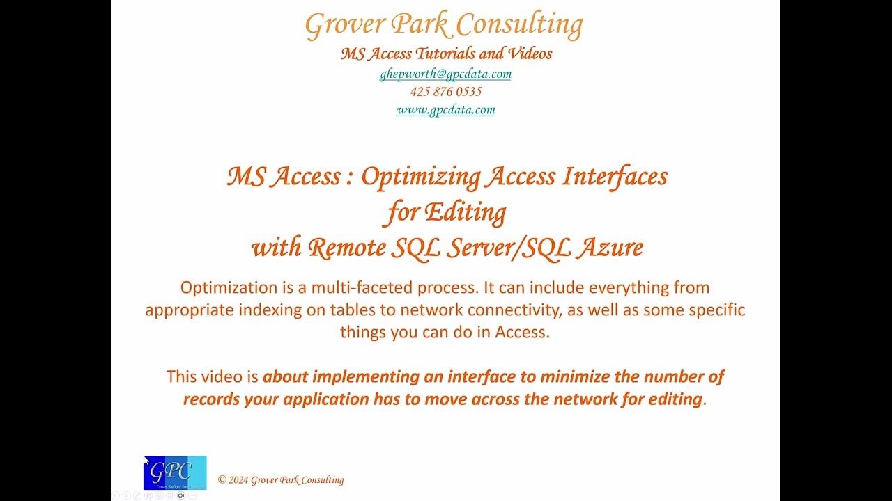 Optimizing Access Interfaces for Editing w/Remote SQL Server/SQL Azure ...