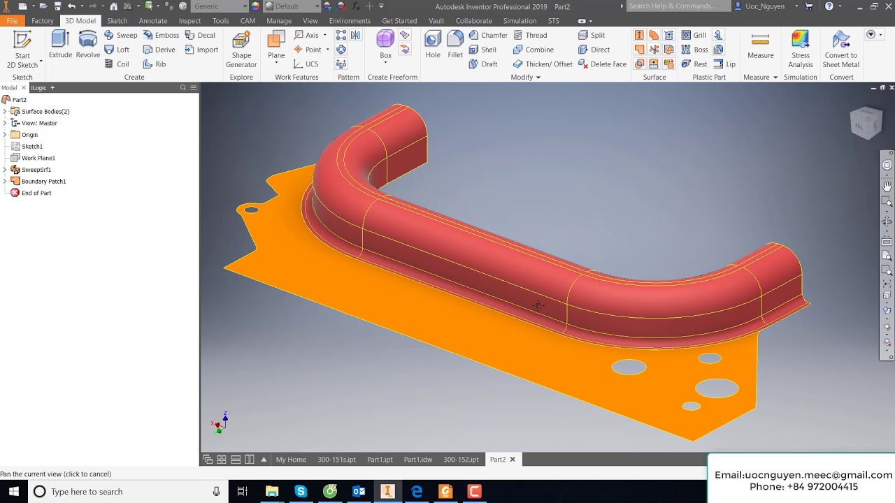 Inventor 2019 surface design sheet metal - Thiết kế bề mặt chi tiết dập ...