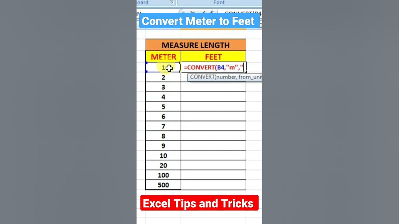 How To Convert Meter To Feet In MS Excel CONVERT Function shorts how-to-convert-meter-to-feet-in-ms-excel-convert-function-shorts
