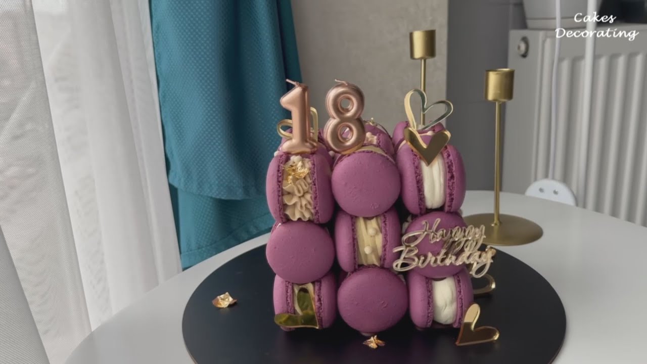Macarons / Cube cake with macarons / TOP-5 Ideas Decorating - YouTube