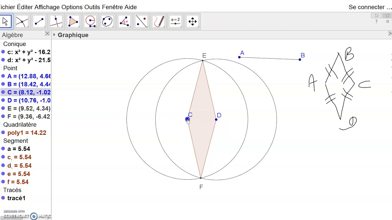 geogebra construire un losange - YouTube