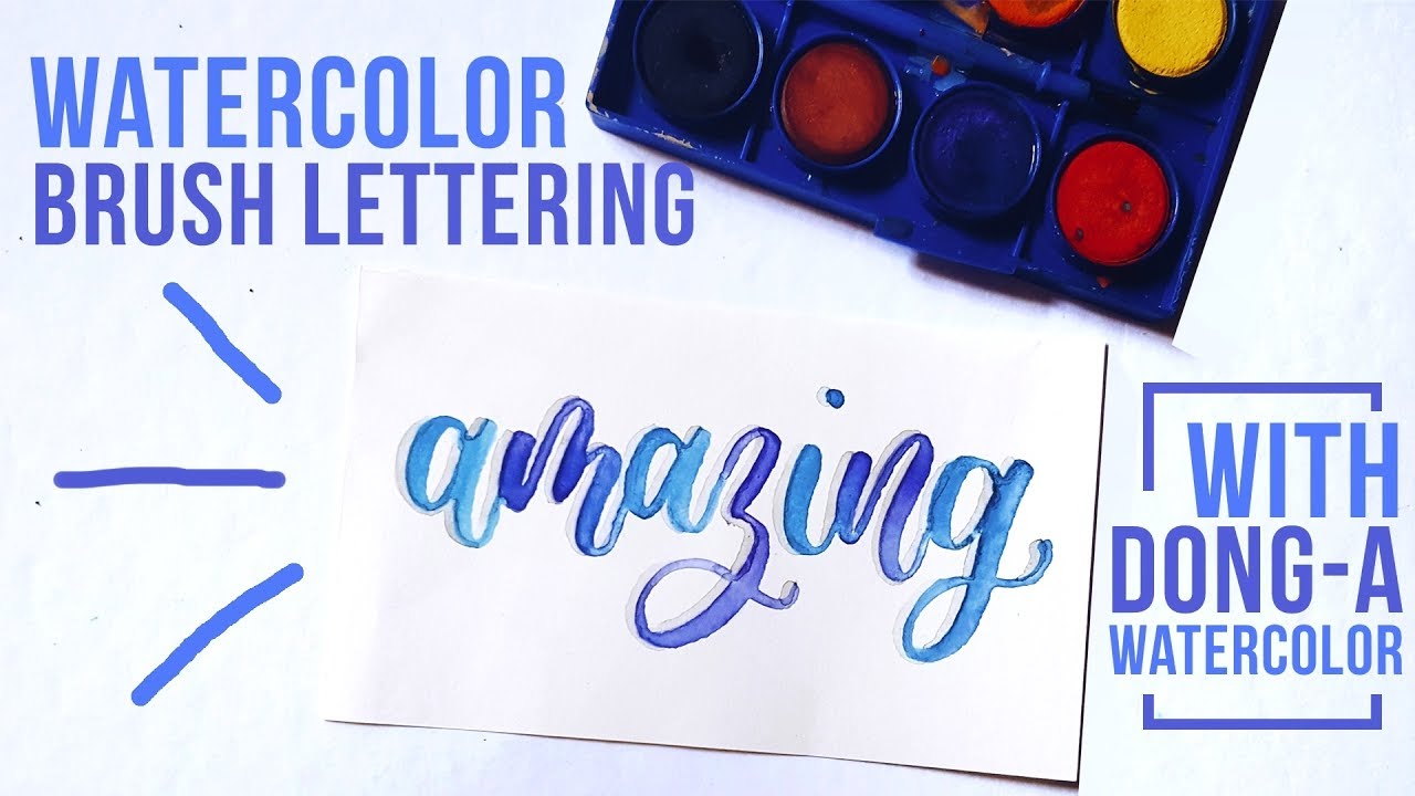 tutorial | beginner watercolor brush lettering - YouTube