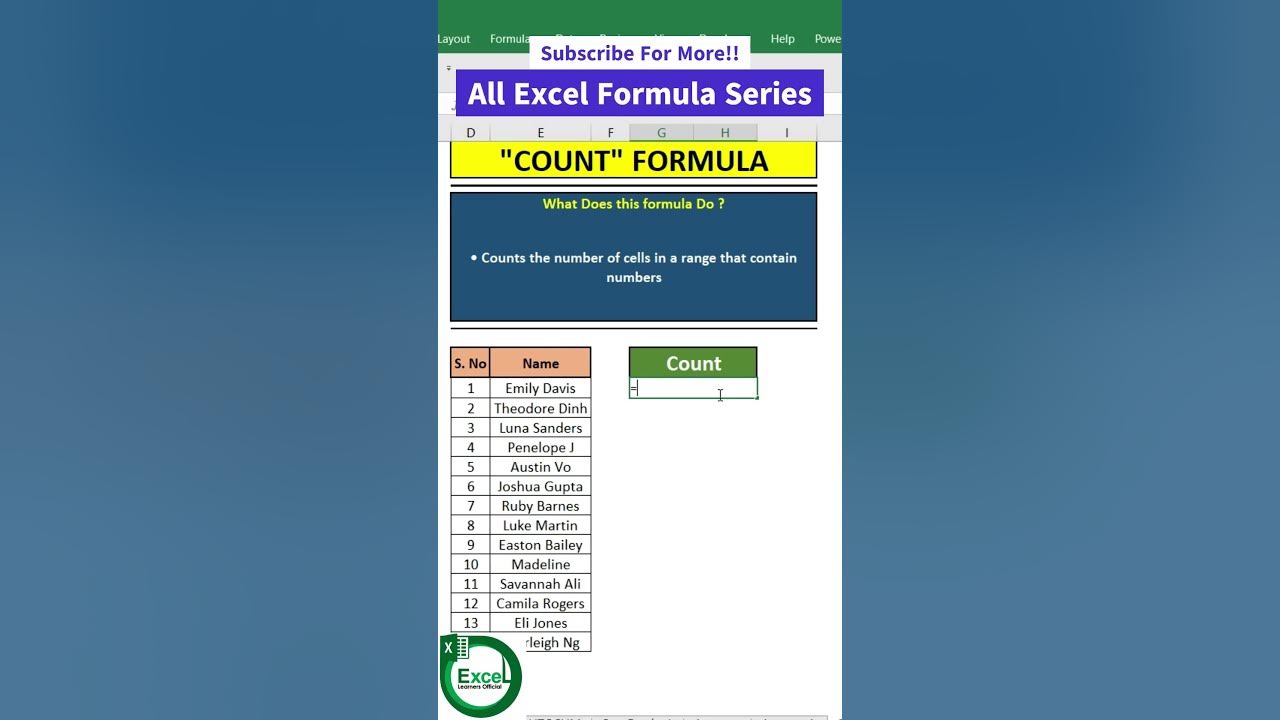Count Formula in Excel #shortsfeed #shortsviral #excel #exceltutorial #ytshorts - YouTube