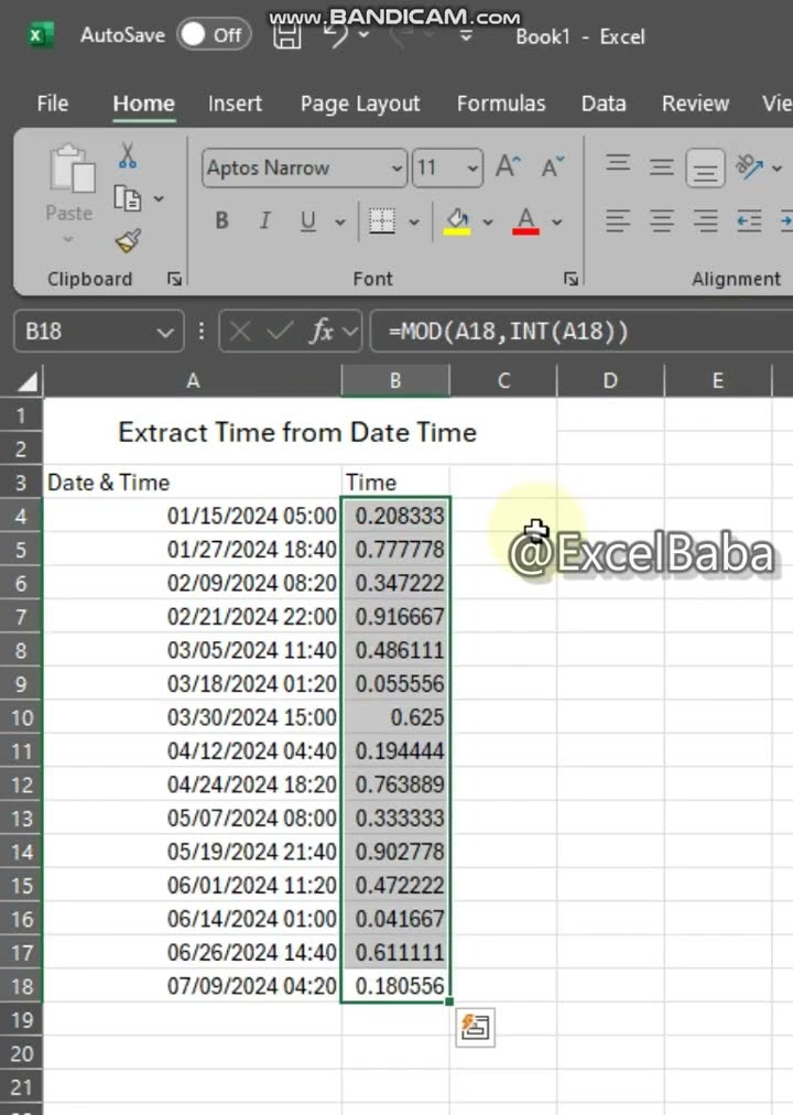 Extract Time From Datetime In Excel YouTube Extract Time From Datetime In Excel YouTube