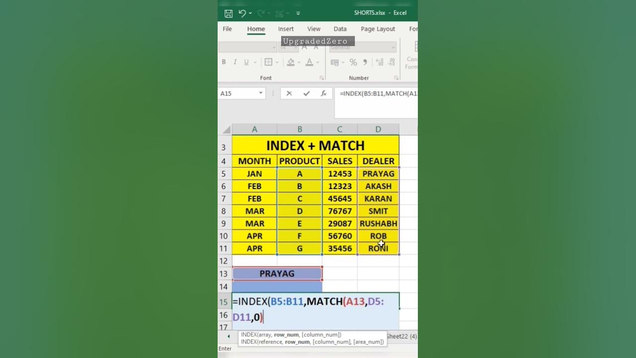 Index With Match Excel Exceltutorial Exceltips Youtube