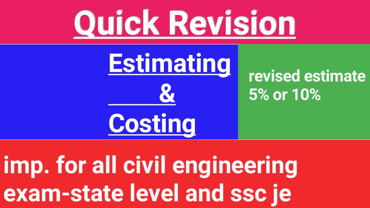 CIVIL ENGINEERING SSC JE 2019-20|Quick revision of estimating & costing ...