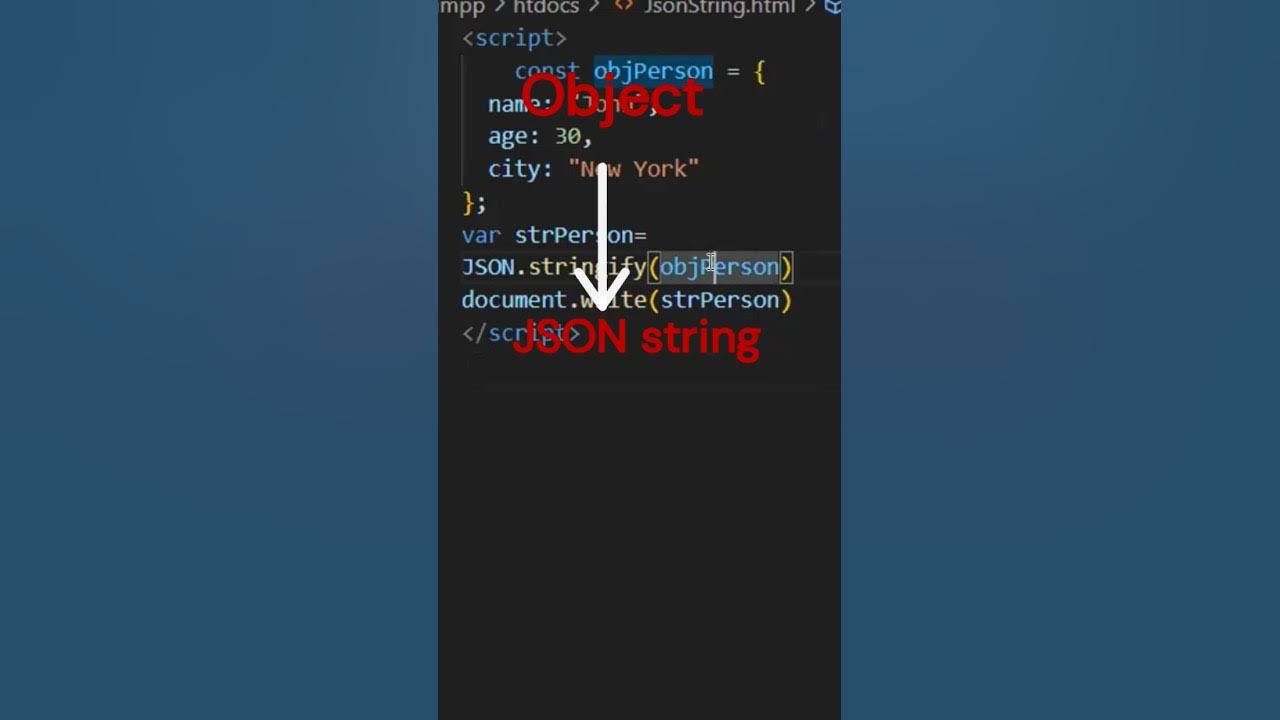 🔥jsonstriny Objects To Json String Javascript Javascripttutorial Shorts