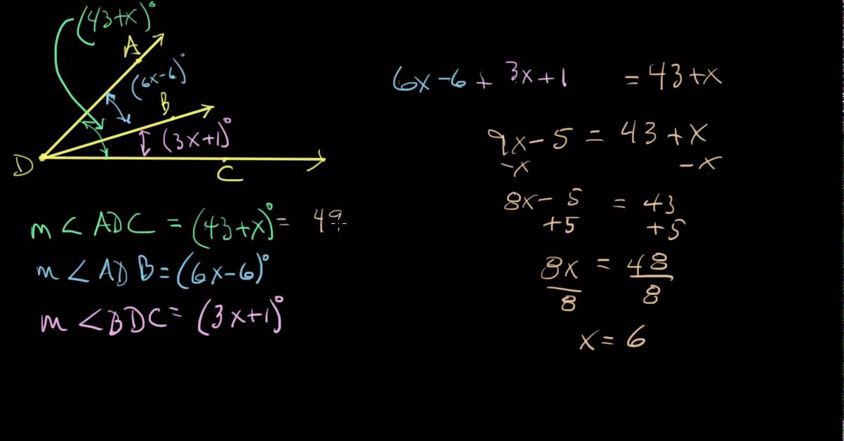 Using Algebra to Find Angle Measures - YouTube