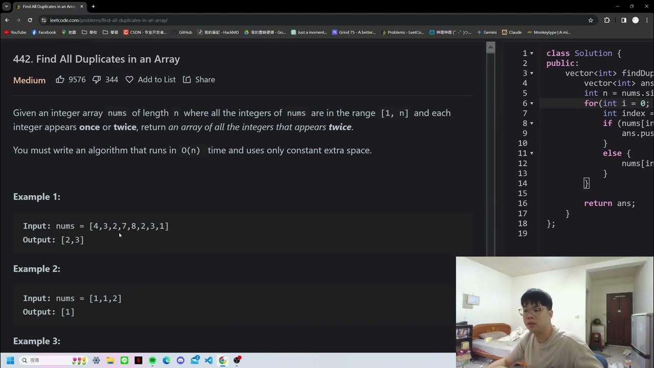 Leetcode Daily Challenge 442 Find All Duplicates In An Array Youtube