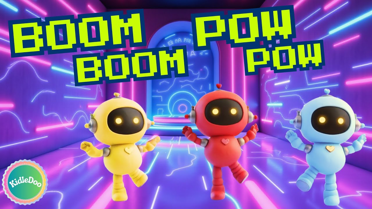 Boom Boom Pow Pow | Fun Robot Kids Nursery Rhymes | Brain Break For ...