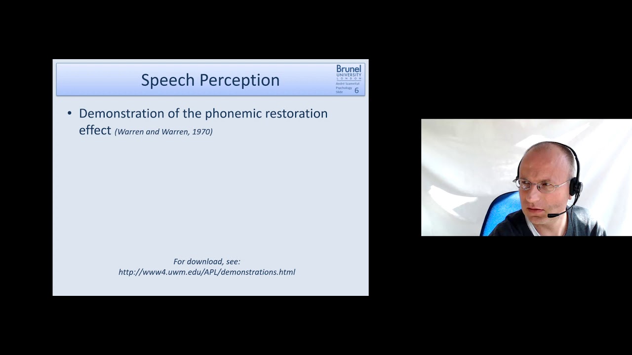 Cognitive Psychology Lecture 06 Language 1 - Part 4 (Speech Perception ...