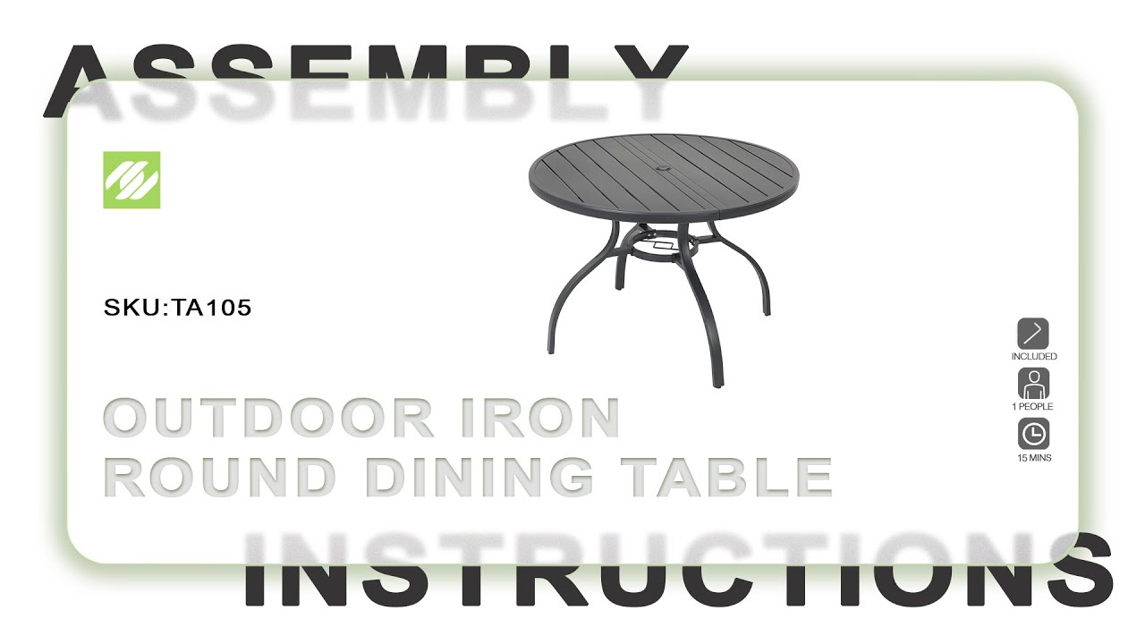 Nuu Garden® TA105 Outdoor Iron Round Dining Table | ASSEMBLY ...