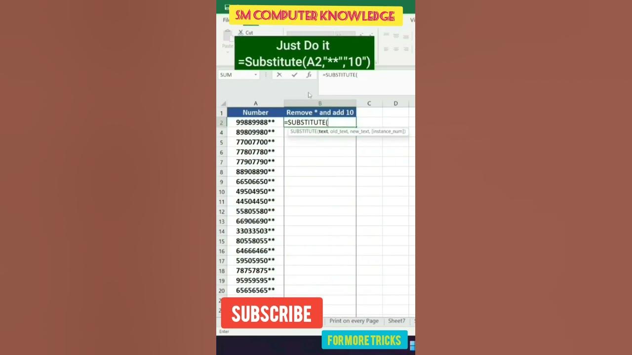 Replace Number In Excelexcel Short Tricks Excel Exceltips Shorts Youtube