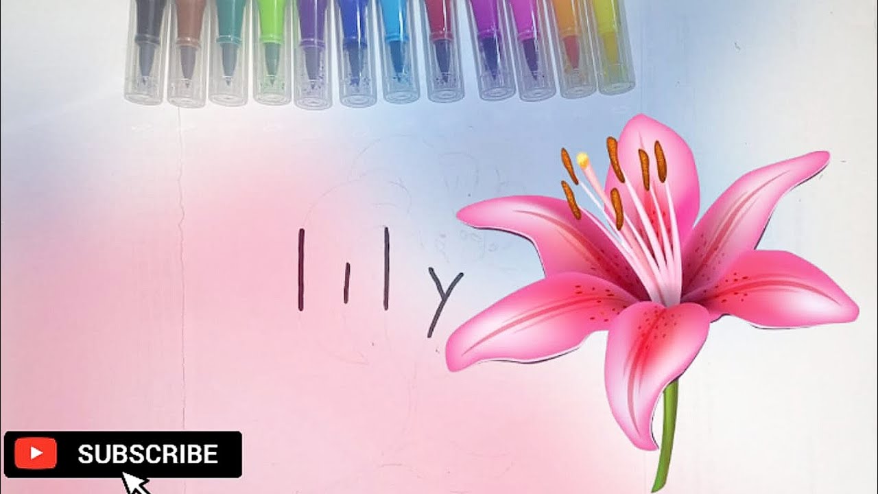 How to Turn a Word Lily into a Picture of Lily🌸 || Easy Drawing of Lily ...