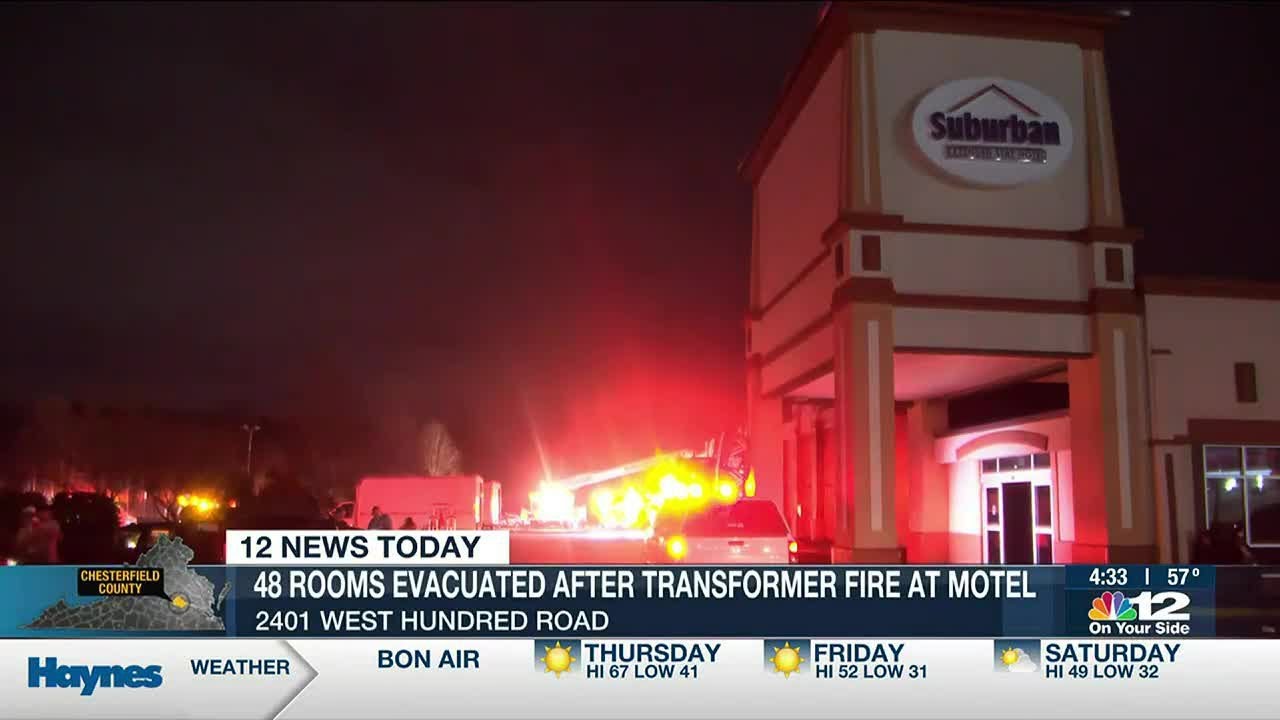 48 rooms evacuated after transformer fire at Chesterfield motel - YouTube