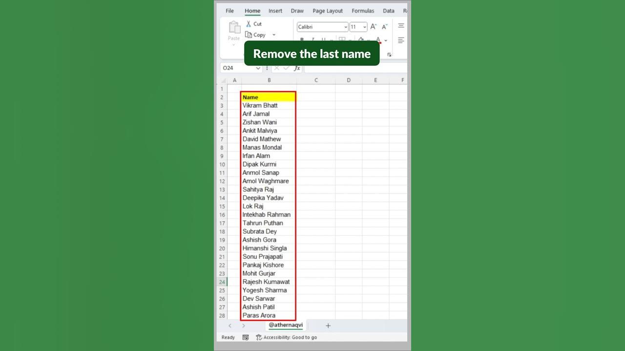 Remove the last name in the name list in excel # excelshorts #ytshorts #shorts - YouTube