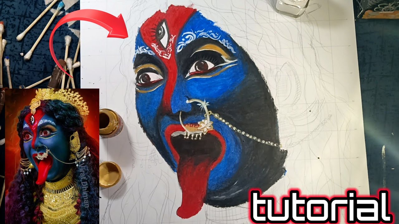 Mata Kali drawing tutorial with oil pastel colours|how to draw Mata ...