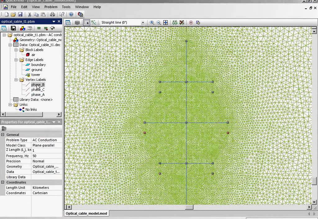 QuickField Sample Problem: Fiber-optic cable and electric transmission line - YouTube