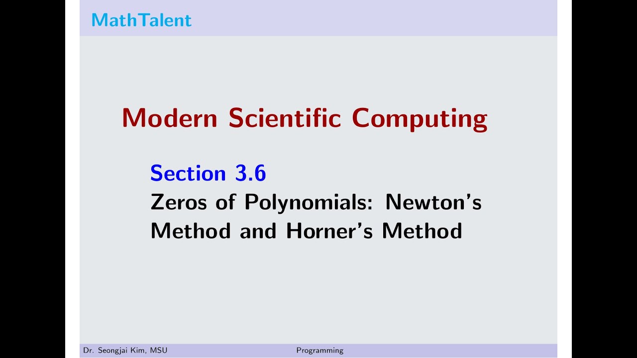 Mathtalent Programming Sec 36 Zeros Of Polynomials Newtons Method
