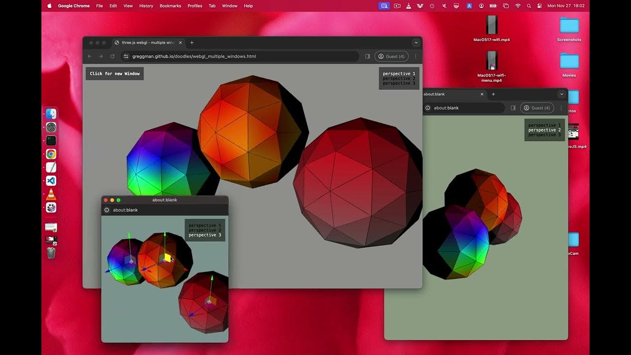 multi window threejs - YouTube