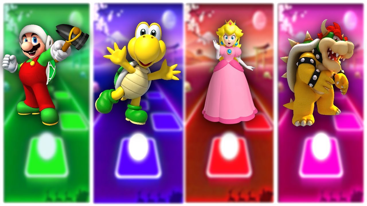 Super Mario Bros Team 👉 MARIO vs BOWSER vs PEACH vs DAISY | Tiles Hop ...